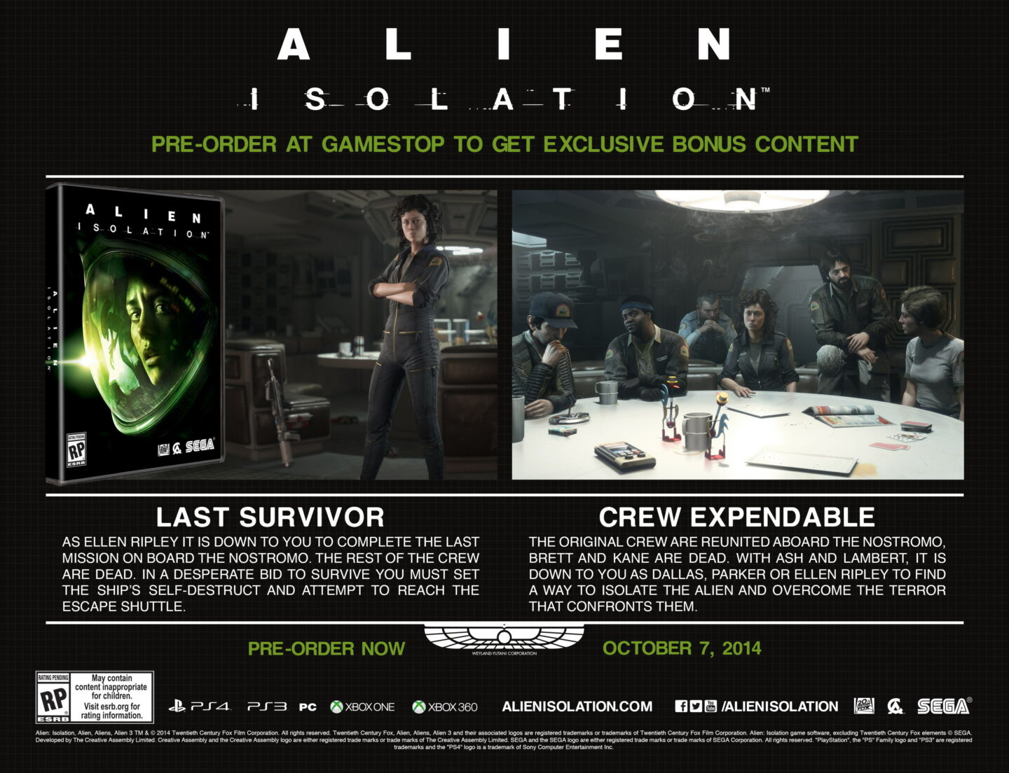 Alien: Isolation pre-orders bonuses announced - Gematsu