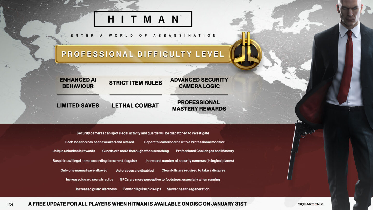 Hitman update to add ‘Professional’ difficulty on January 31 - Gematsu