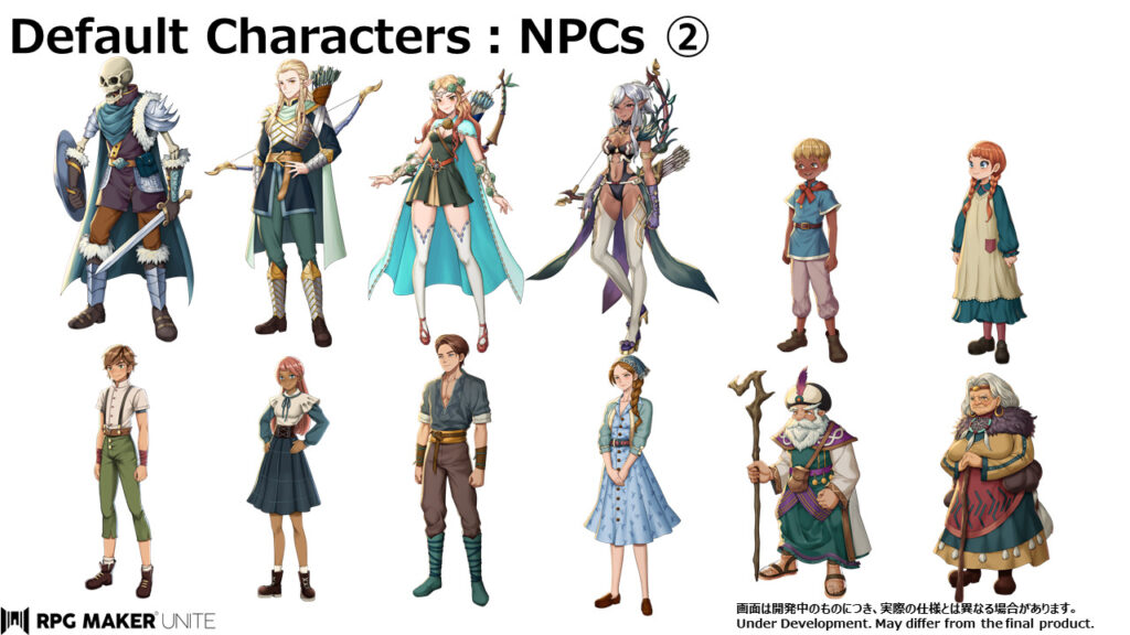 RPG Maker Unite details default character full-body portraits - Gematsu