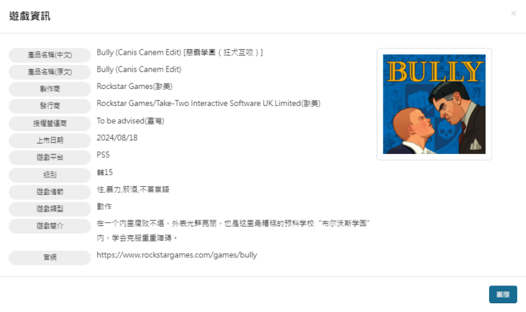 Bully-Bewertung für PS5, Xbox Series, PS4, Xbox One und PC in Taiwan ...