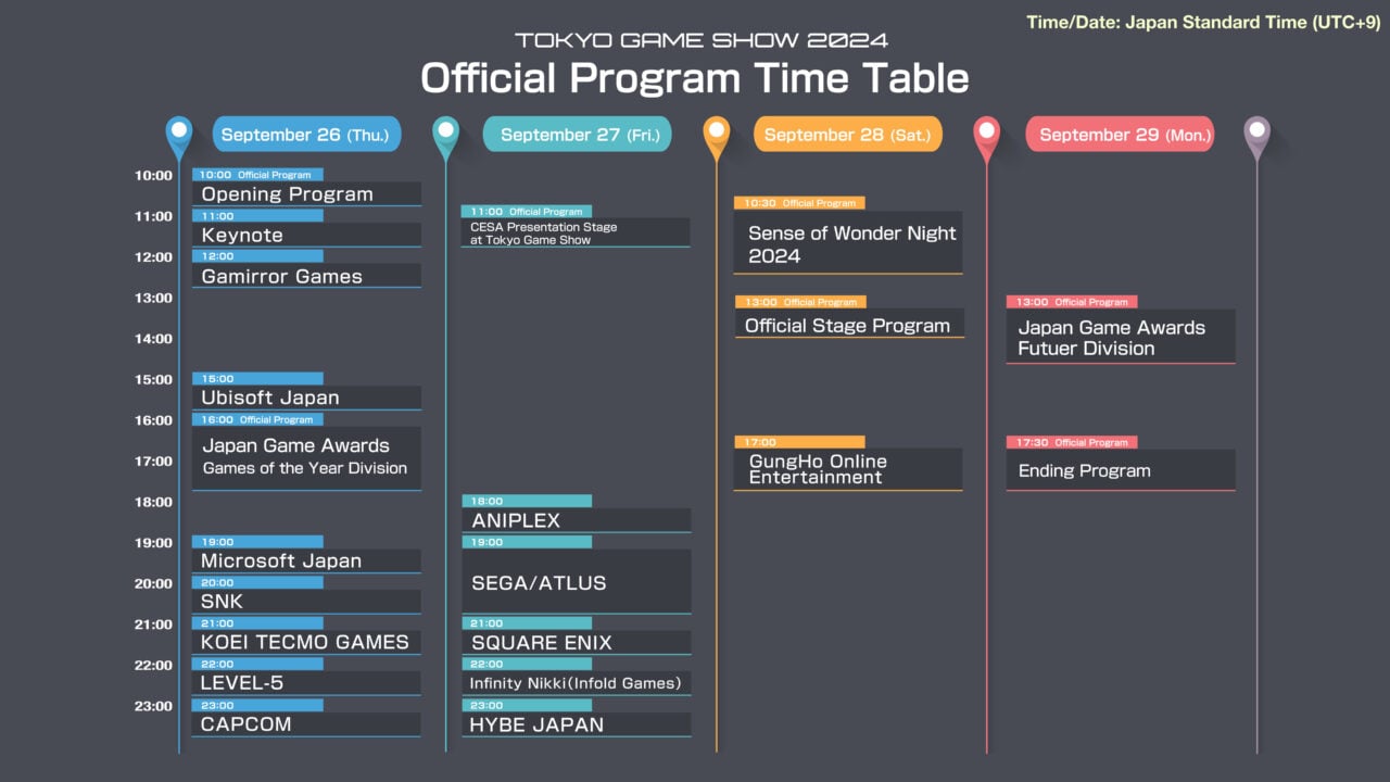 TGS 2024 official live stream program schedule announced - Gematsu