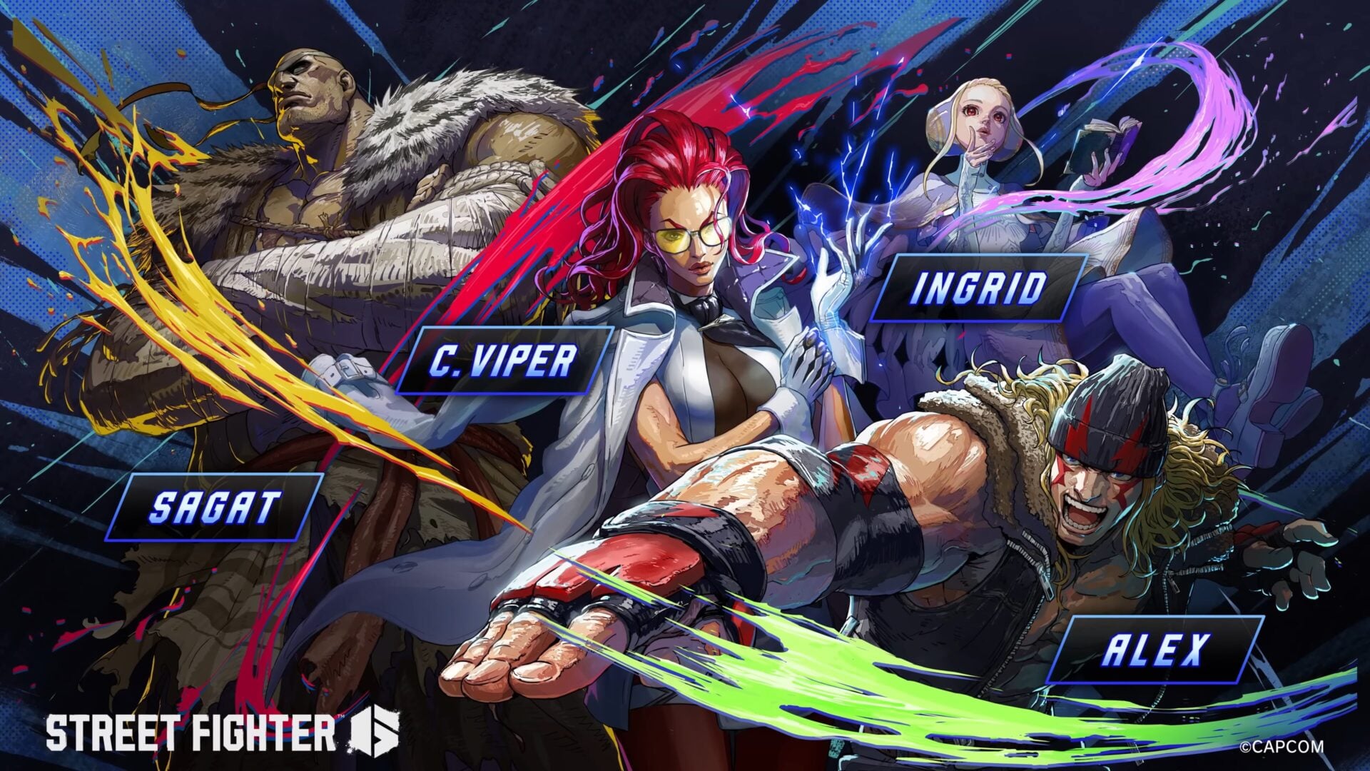 Street Fighter 6 DLC characters Sagat, C. Viper, Alex, and Ingrid ...